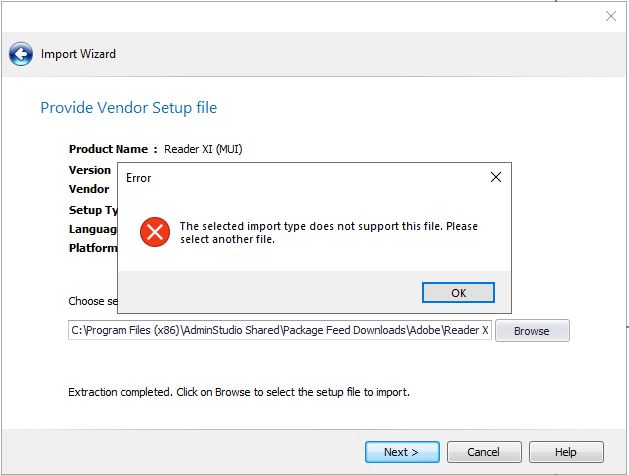Provide Vendor Setup File Panel