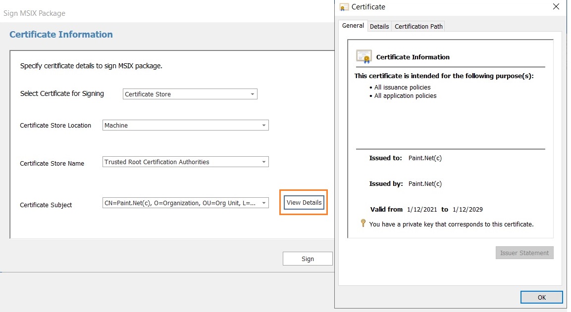 Signing the MSIX Package in the Application Catalog