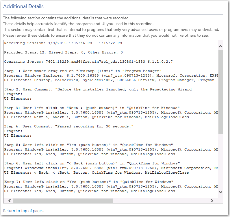 Documenting Repackaging Steps Using the Microsoft Step Recorder Tool