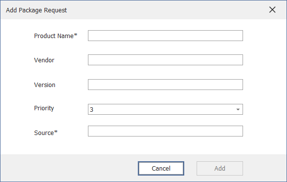 Adding a Single Package Request to the Backlog Tab
