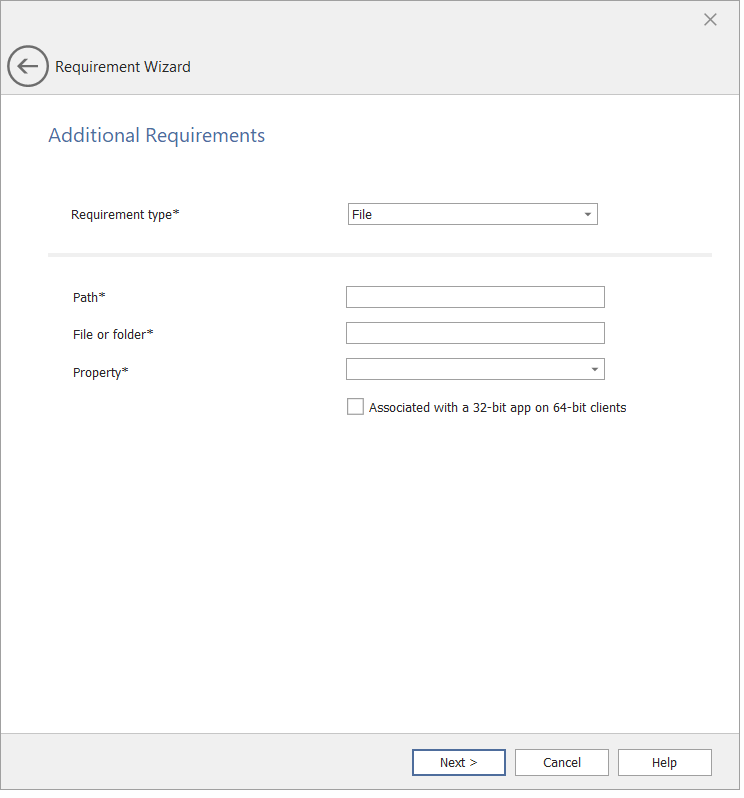 Additional Requirements Panel
