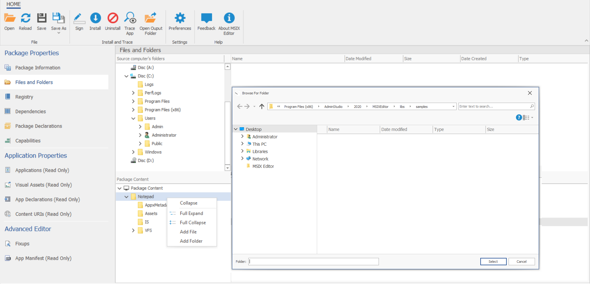 Adding a File or Folder to an MSIX Package