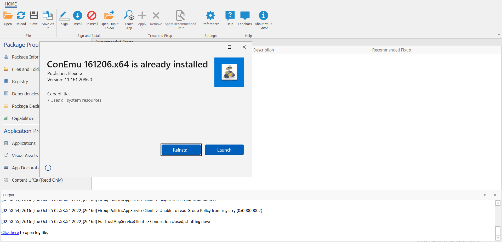 Applying Recommended Fixup