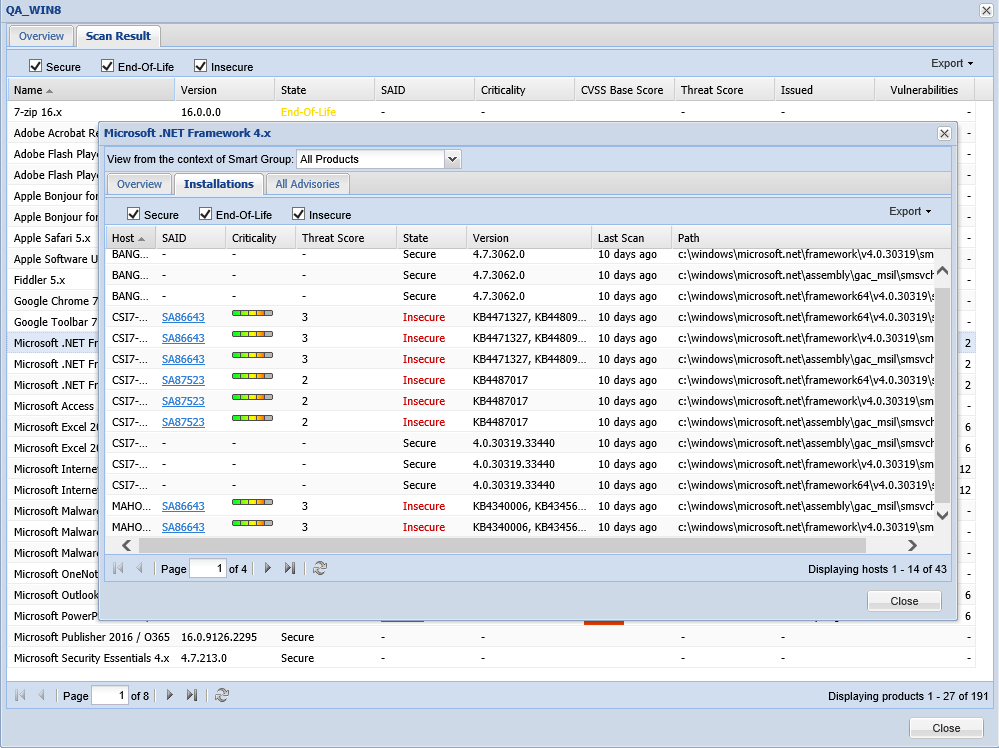 All Installation Popup Threat Score