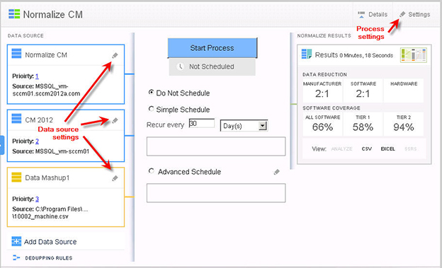 Accessing The Data Source And Process Settings Screens