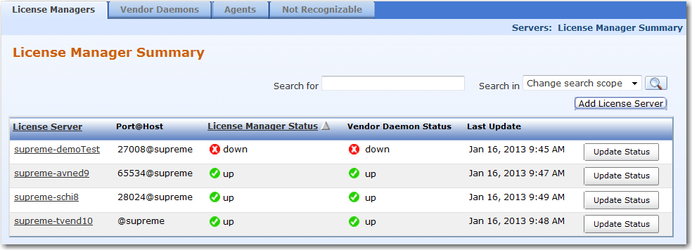 License Server User Interface