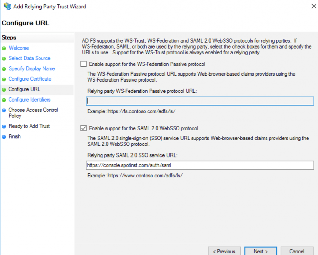 AD FS SAML Authentication | Spot product documentation