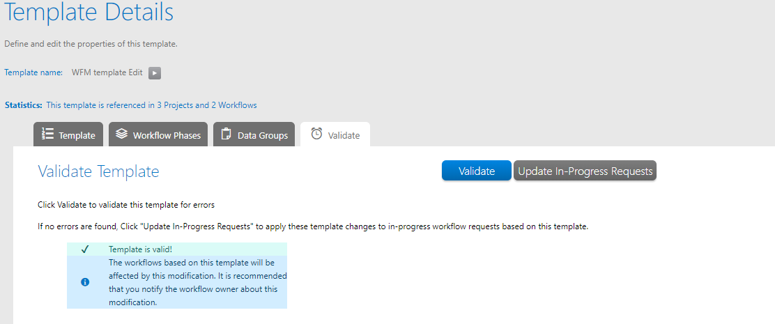 Update - Template changes to In-Progress Workflows