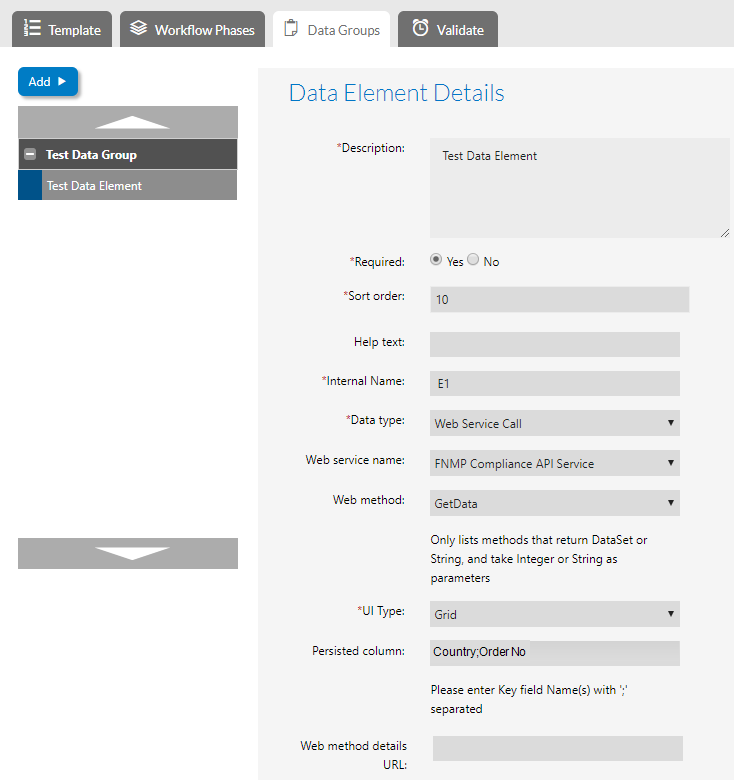 Defining a Web Service Call Element